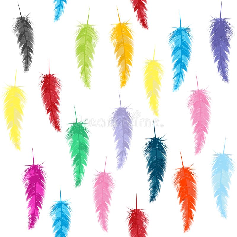 Pattern with Colored Feathers Stock Illustration - Illustration of ...