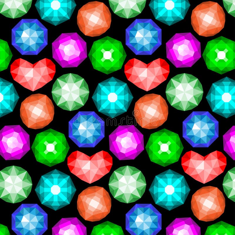Pattern of Colored Gemstones. Stock Vector - Illustration of emerald ...