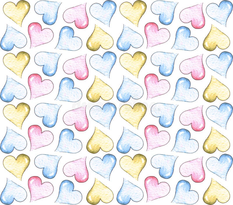 Pattern with Colored Hearts. Stock Illustration - Illustration of love ...