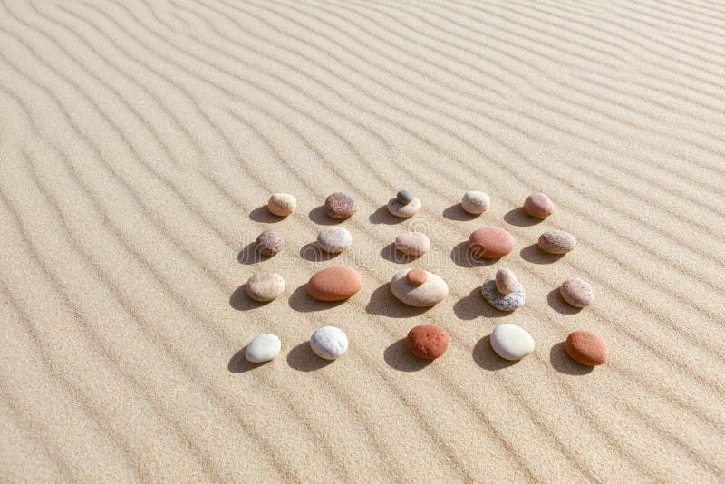 Pattern of Colored Pebbles on Clean Sand Stock Image - Image of peace ...
