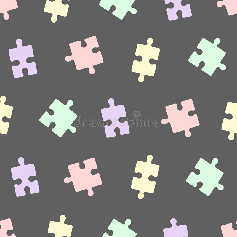 Pattern from Colored Puzzle Pieces on a Gray Background. Pastel Colored ...