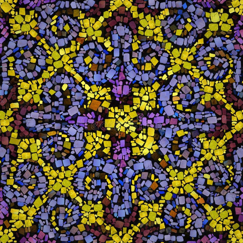 Pattern of Colored Stones or Tiles with Blue Abstract Geometric Shapes ...