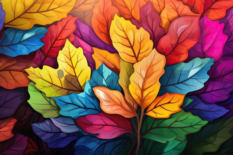 Pattern of Colorful Autumn Leaves. Generated by Artificial Intelligence ...