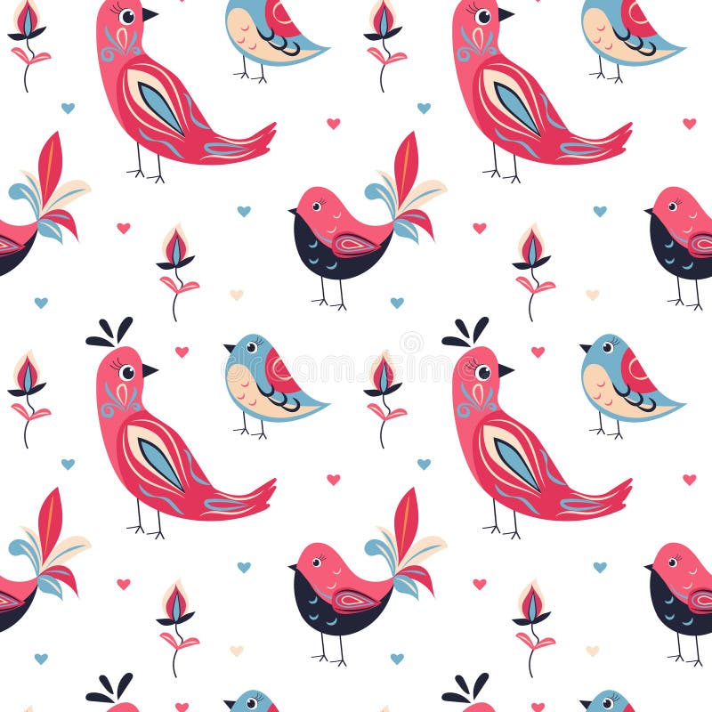 Pattern of Colorful Birds. Stylish Repeating and Seamless Bird Pattern ...