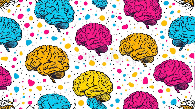 A Pattern of Colorful Brain Cells on a White Background, AI Stock Photo ...