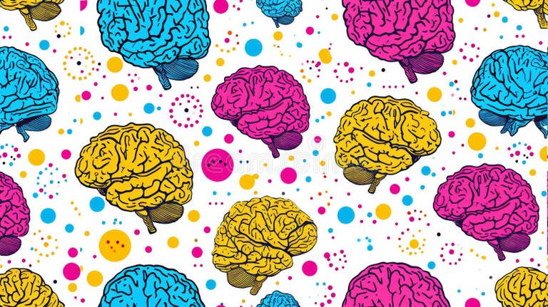 A Pattern of Colorful Brain Patterns on a White Background, AI Stock ...