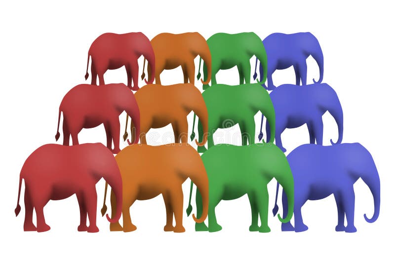 Pattern of Colorful Elephants on White Background Stock Illustration ...
