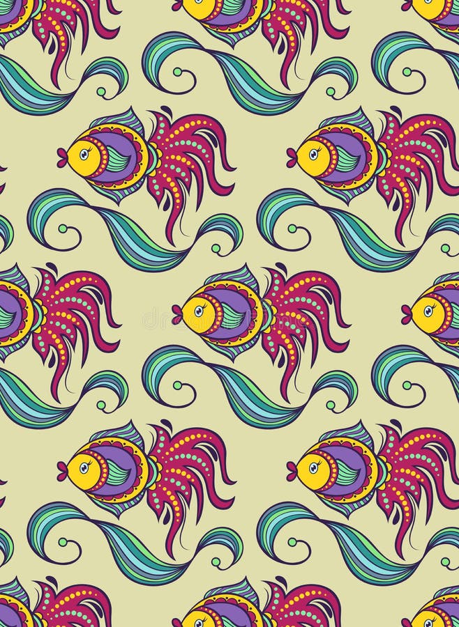 Pattern with Colorful Fishes Stock Vector - Illustration of mammal ...
