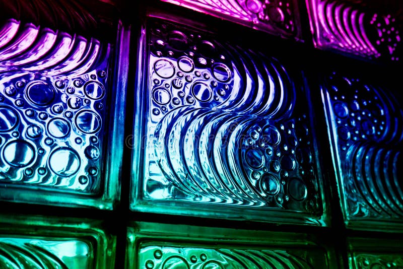 Pattern of Colorful Glass Block Wall Stock Image - Image of metal ...