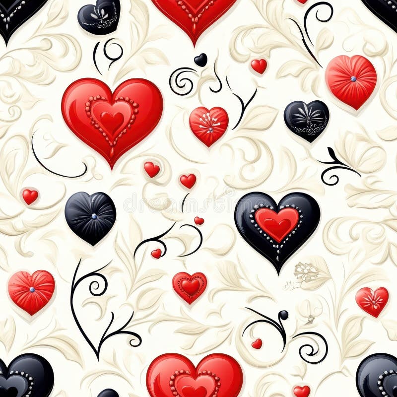 Pattern of Colorful Hearts on a Cream Background for Romantic Designs ...