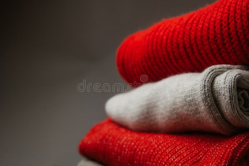 Pattern of Colorful Knitted Sweaters Closeup. Handmade Merino Wool ...