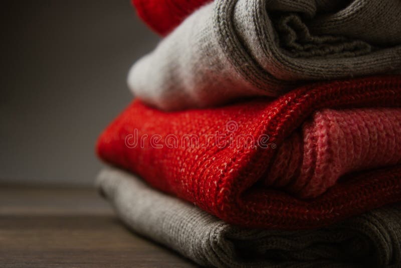 Pattern of Colorful Knitted Sweaters Closeup. Handmade Merino Wool ...
