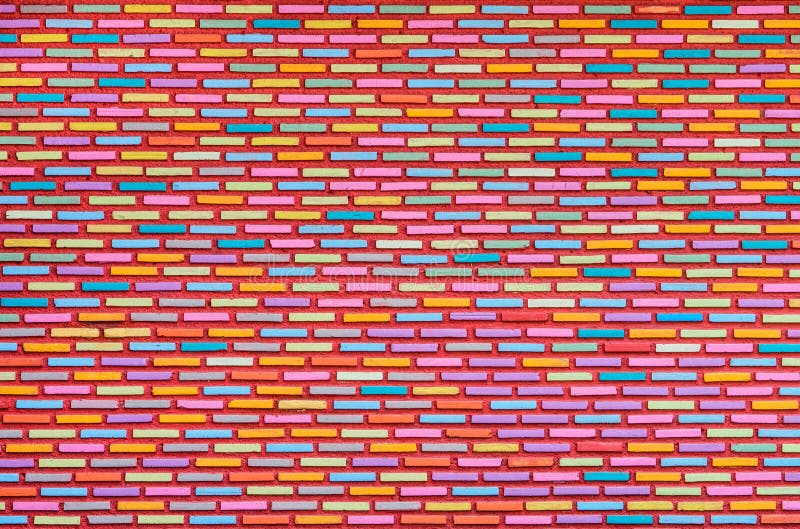 Pattern of Colorful Painted Brick Wall Stock Photo - Image of mortar ...