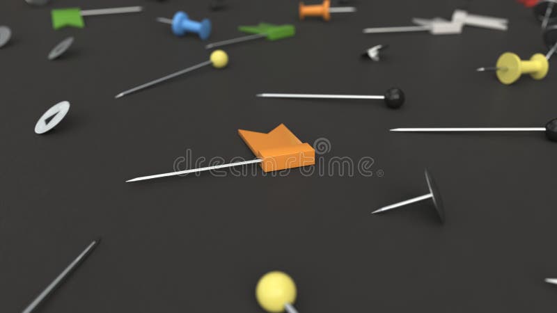 Pattern from Colorful Push Pins on Black Background Stock Illustration ...