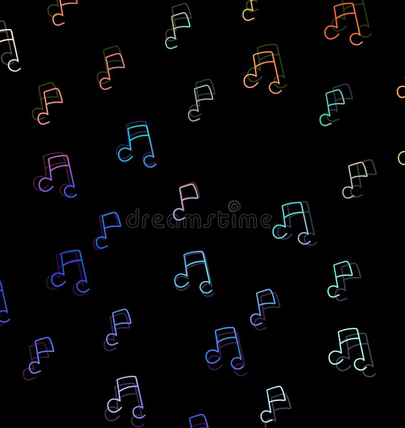 Pattern of Colorful Musical Notes Illusration on Black Color Stock ...