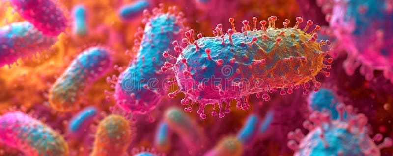 Pattern of Colorful Various Types of Bacteria, Microbe, Pathogen Cells ...