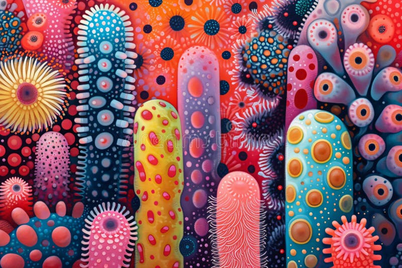 Pattern of Colorful Various Types of Bacteria, Microbe, Pathogen Cells ...