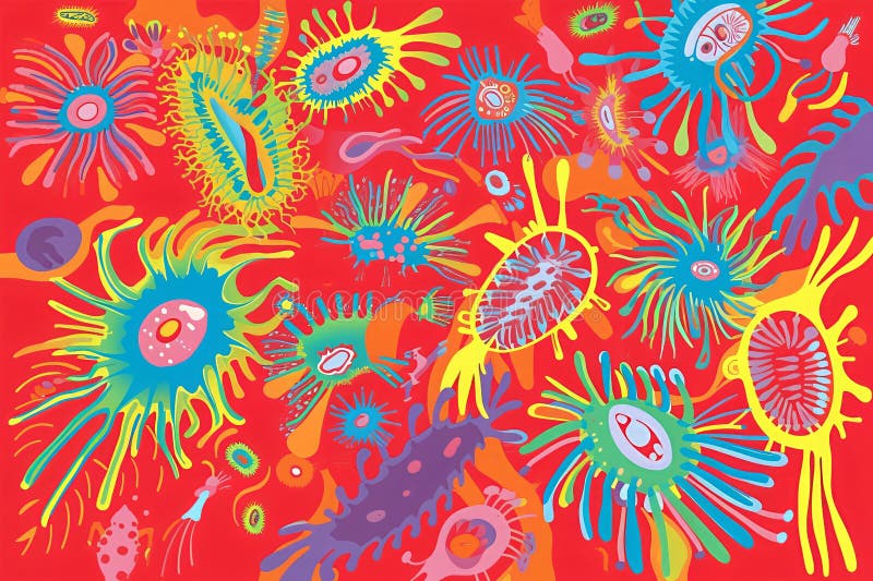 Pattern of Colorful Various Types of Bacteria, Microbe, Pathogen Cells ...