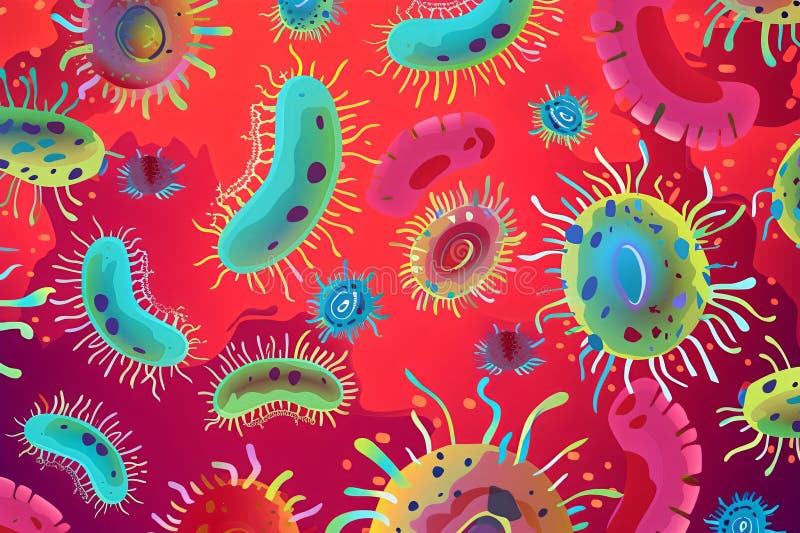 Pattern of Colorful Various Types of Bacteria, Microbe, Pathogen Cells ...