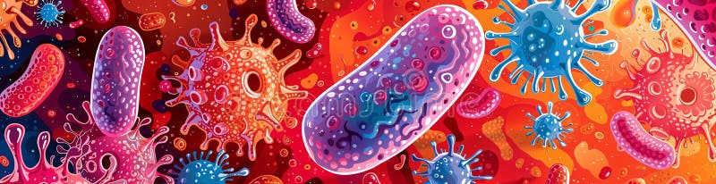 Pattern of Colorful Various Types of Bacteria, Microbe, Pathogen Cells ...