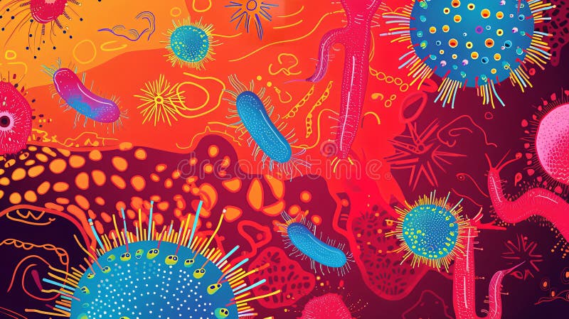 Pattern of Colorful Various Types of Bacteria, Microbe, Pathogen Cells ...