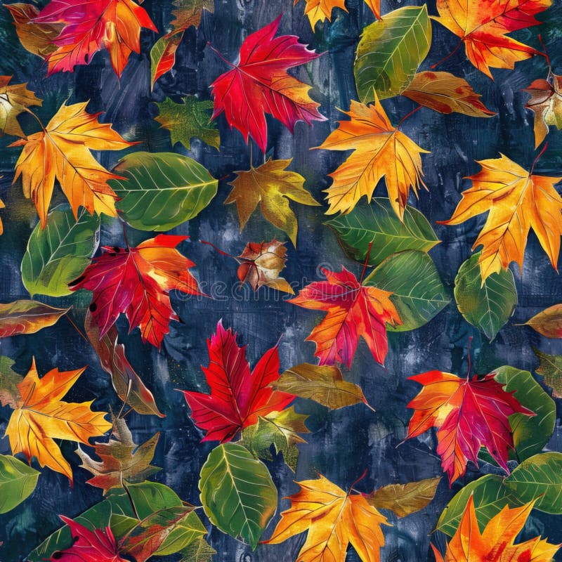 A Pattern of Colorful Watercolor Fall Leaves Stock Illustration ...