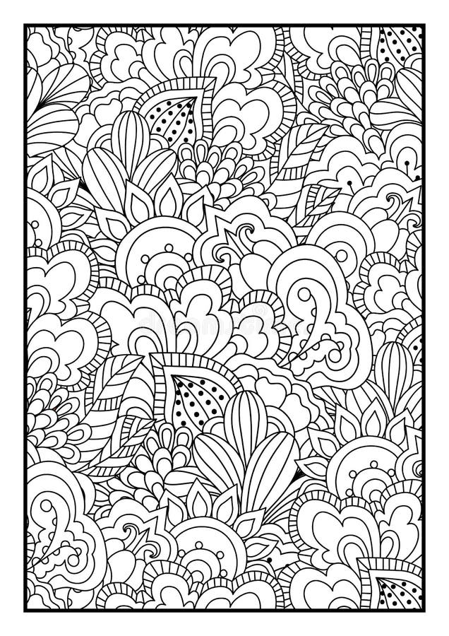 Pattern for Coloring Book. Black and White Background with Floral ...