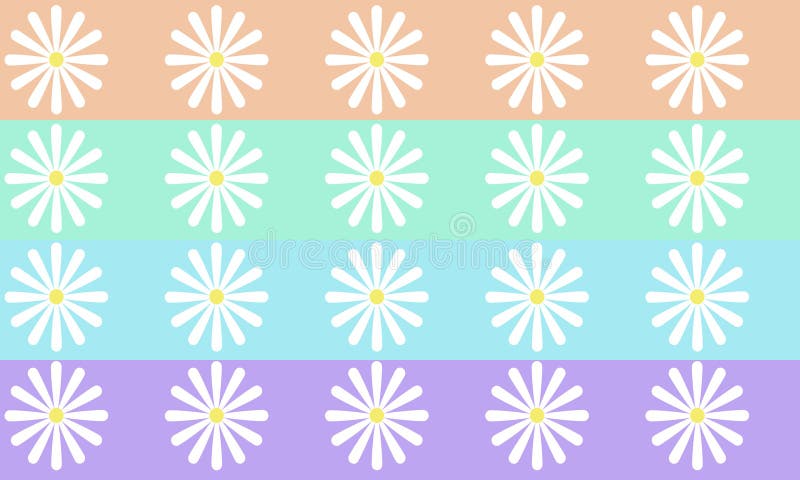 A Pattern Composed of White Daisies Flower with Stripes Pastel Background Stock Illustration ...