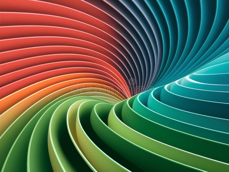 Pattern of Concentric, Curved Lines in Shades of Coral, Aqua Blue, and ...