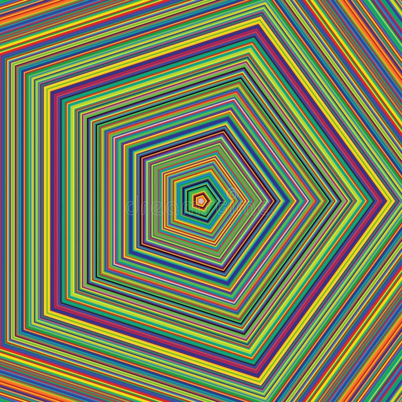 Pattern of Concentric Pentagons with Vibrant Lines Radiating Stock Illustration - Illustration ...