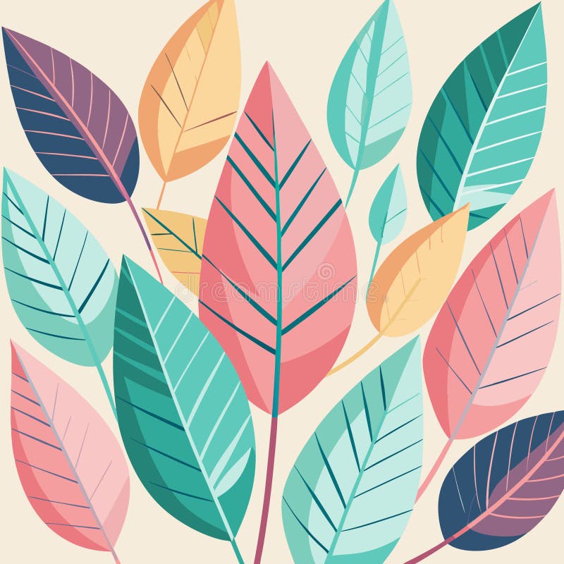 A Pattern Consisting of Leaves in Pastel Colors Stock Illustration ...