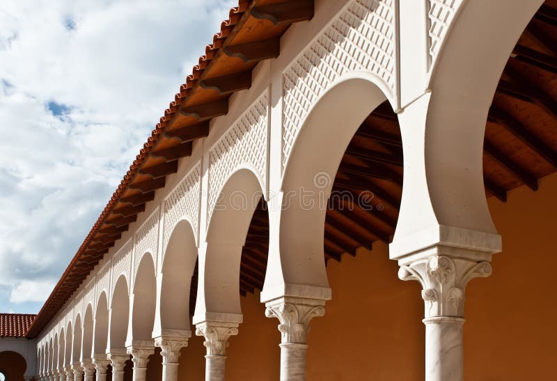 Pattern Of Covered Arcade In Spanish Style. Stock Photo - Image of ...