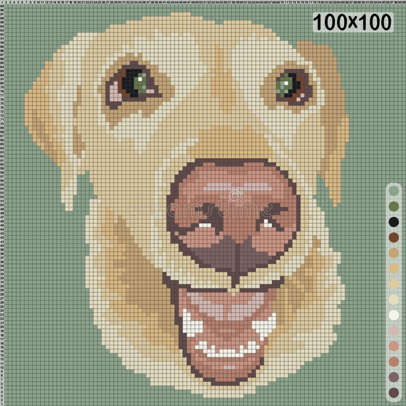 Pattern for Cross Stitch or Knitting - Labrador Portrait Stock Vector ...