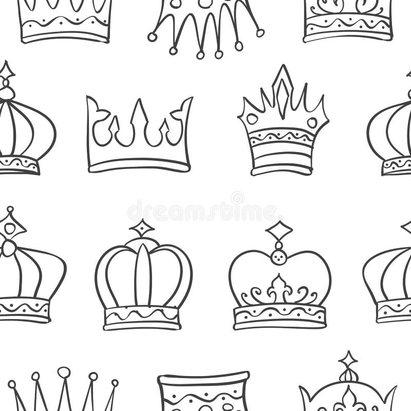 Pattern Crown Hand Draw Collection Stock Vector - Illustration of ...