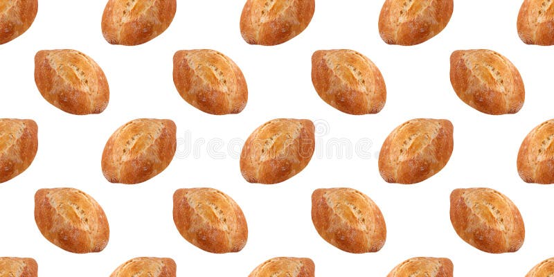 Pattern of Crusty Bread Loaves Isolated on White Background Stock Photo ...