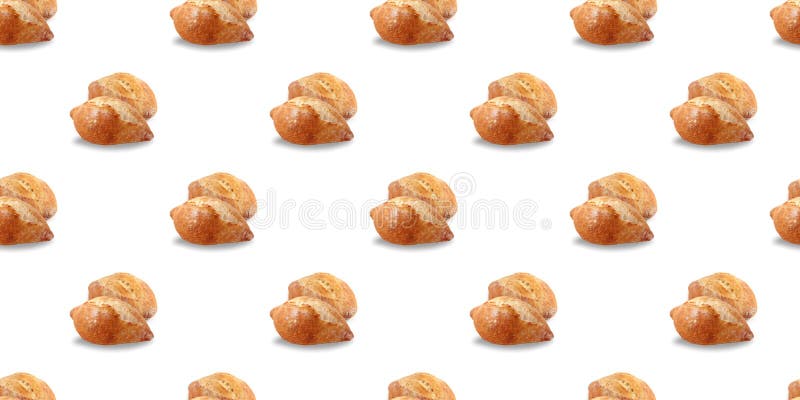 Pattern Crusty Bread Rolls Isolated White Background Stock Photos ...