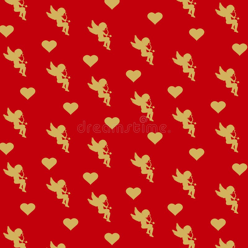 Pattern with Cupid and Heart. Wrapping Paper. Valentine`s Day Stock ...