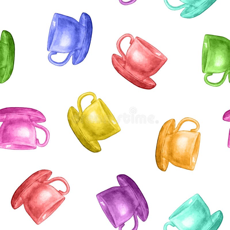 Pattern with cups. stock vector. Illustration of porcelain - 53471697