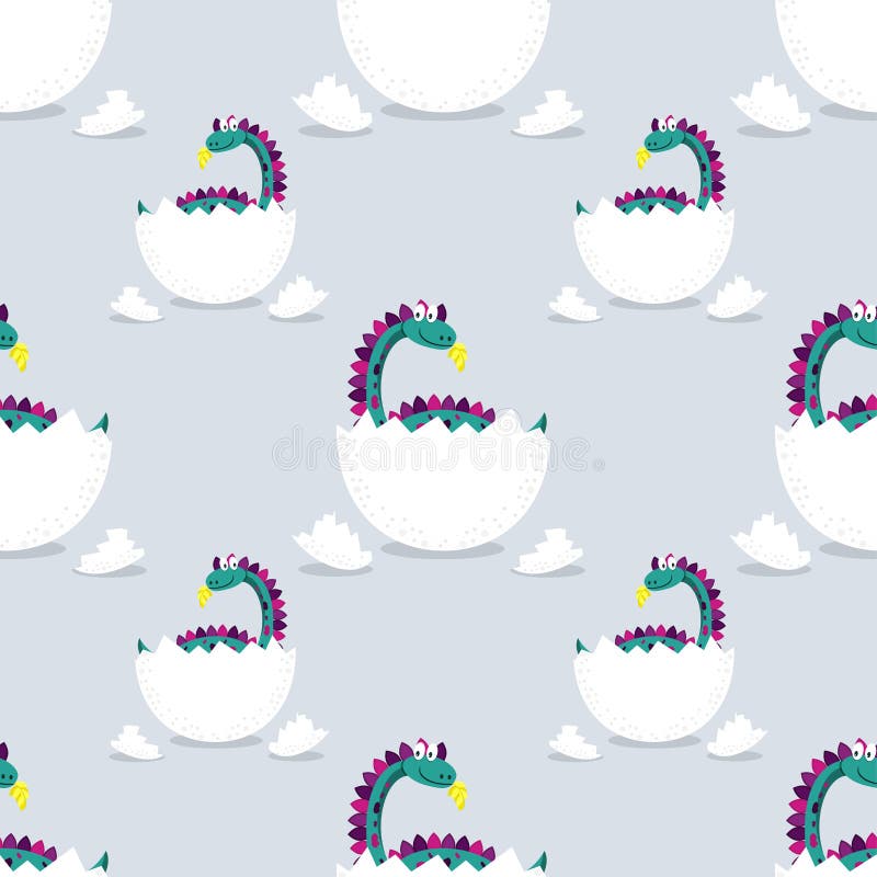 Pattern of Cute Dinosaurs Hatched from an Egg. Vector Illustration ...
