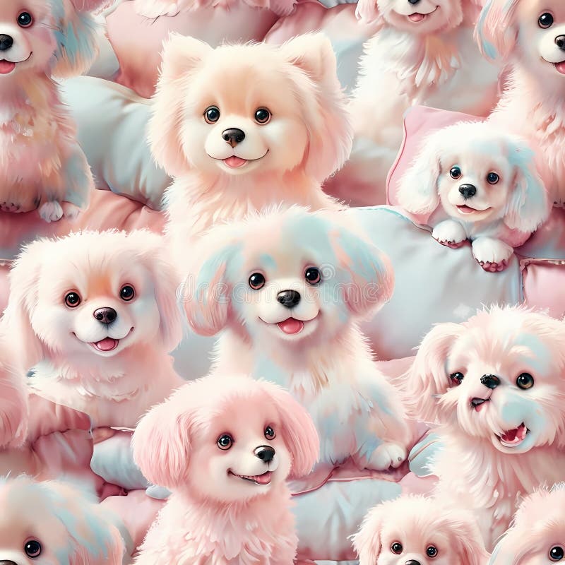 A Pattern of Cute and Fluffy Dogs, Playful and Happy, Fun and Cheerful ...