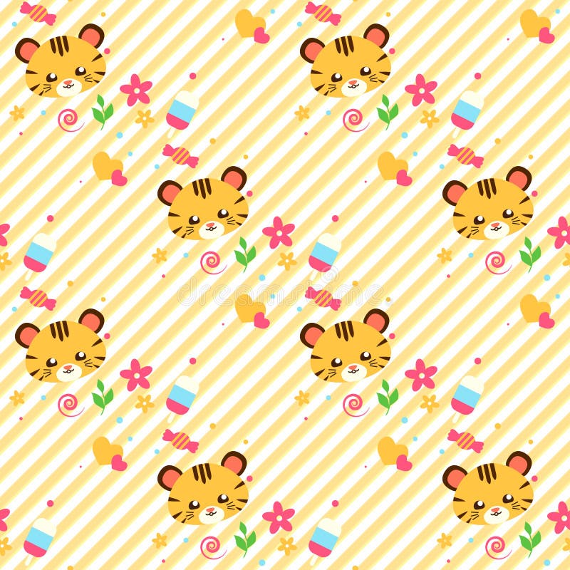Seamless Japanese Pattern with Cute Funny Animals Stock Vector ...