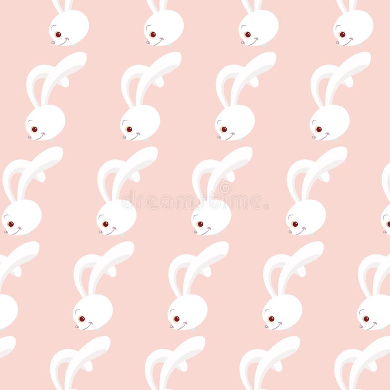 Pattern with Cute White Rabbits. Stock Vector - Illustration of paper ...