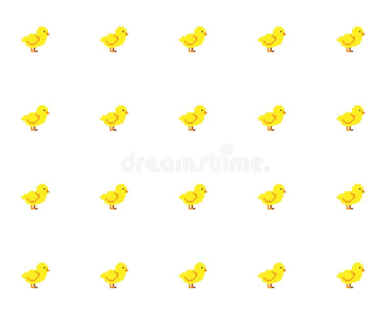Pattern of Cute Yellow Chicks on a White Background Stock Illustration ...