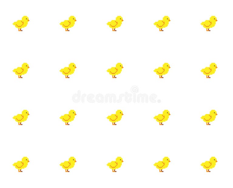 Pattern of Cute Yellow Chicks on a White Background Stock Illustration ...