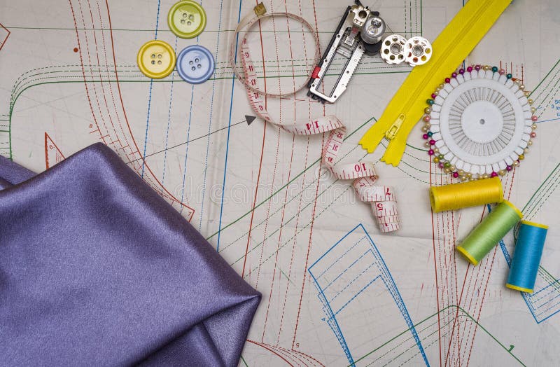 Pattern cutting and sewing stock image. Image of layout - 112558531