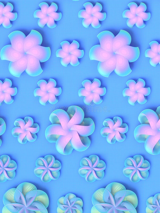 Pattern of 3d Rendering Geometric Flower Heads. Modern Digital ...