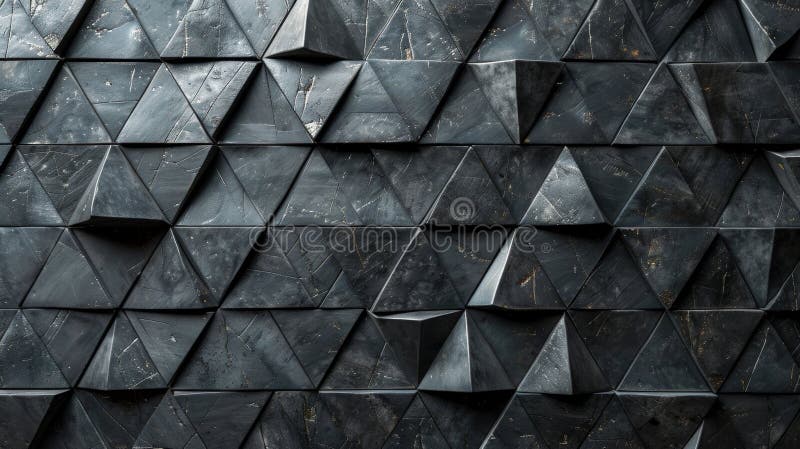 A Pattern of 3D Triangles . Abstract Mosaic of Black Triangles Stock ...