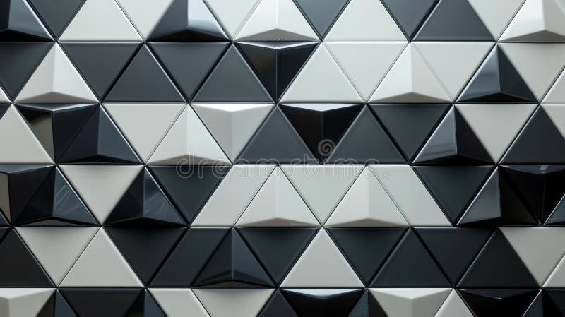 A Pattern of 3D Triangles . Abstract Mosaic of Black Triangles Stock ...