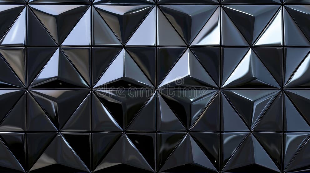 A Pattern of 3D Triangles . Abstract Mosaic of Black Triangles Stock ...