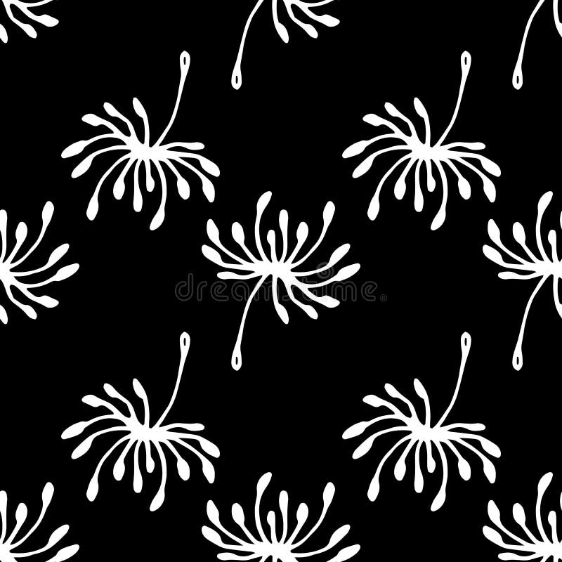 A Pattern of Dandelion Seeds. Seamless Pattern of Hand-drawn Fluffy ...